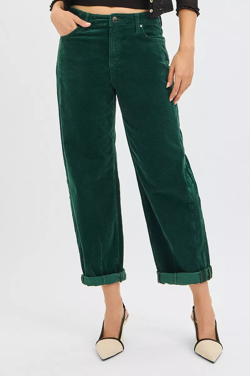 RISEN High Rise Crop Barrel Cordurory Pants – Femmebot Clothing