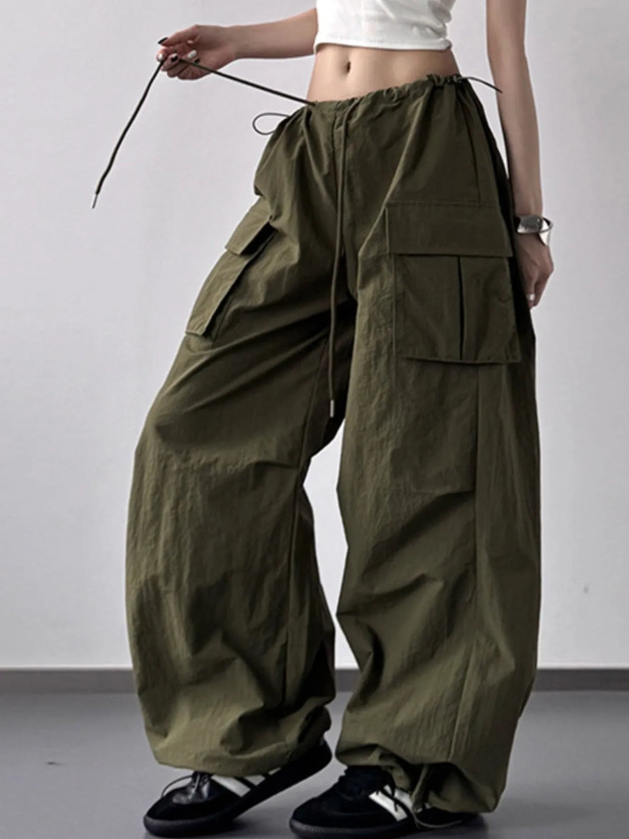 Drawstring Wide Leg Cargo Pants – Femmebot Clothing