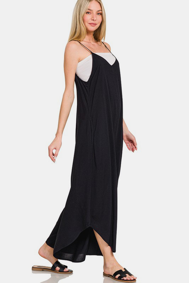 Spaghetti Strap Wide Leg Overalls with Pockets – Femmebot Clothing