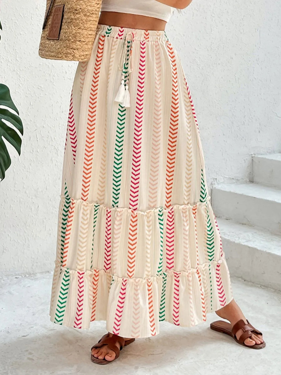Frill Printed Maxi Skirt – Femmebot Clothing