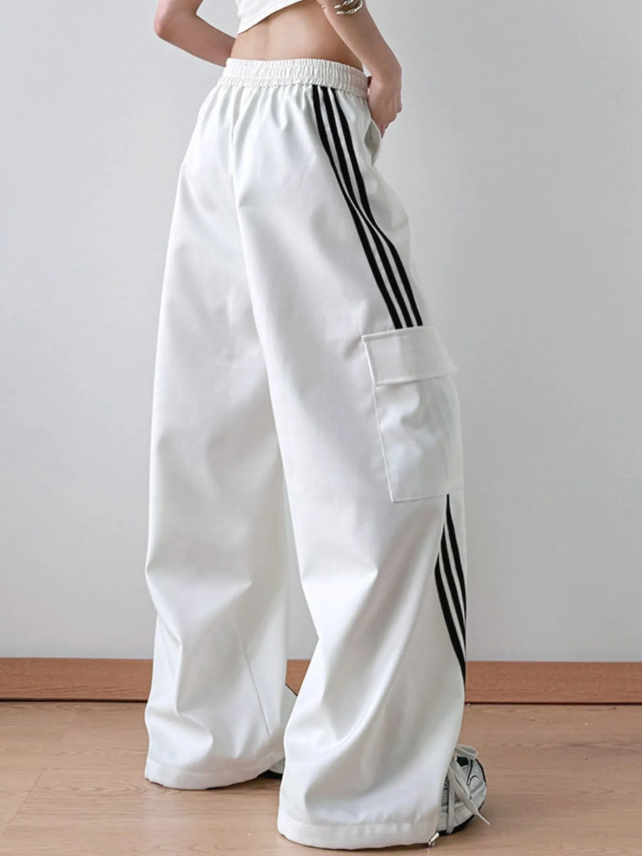 Striped Wide Leg Cargo Pants – Femmebot Clothing