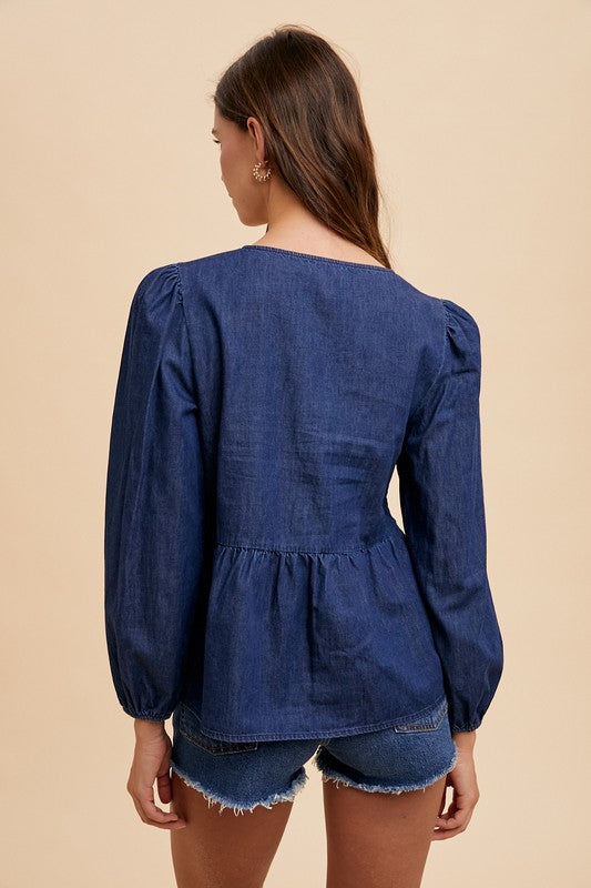 Peplum Denim Top – Femmebot Clothing